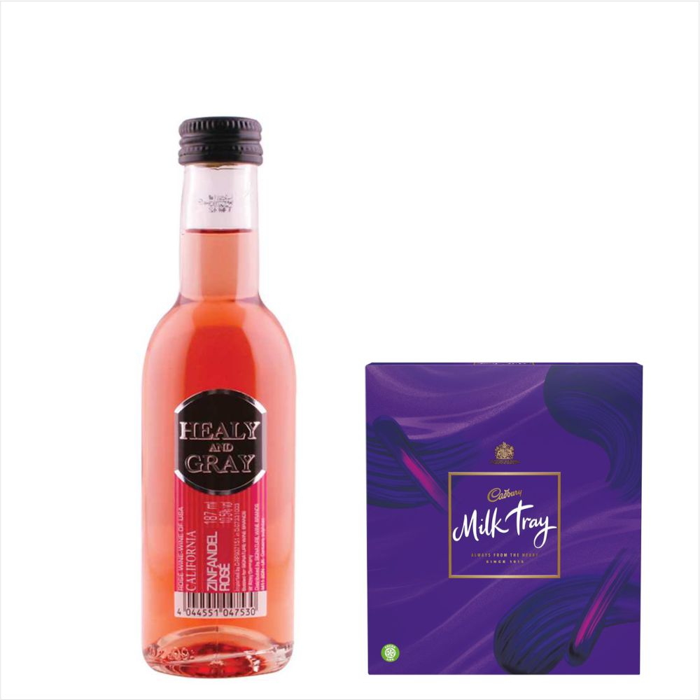 Healy & Gray Zinfadel Rose 18.7cl & Milk Tray Chocolates – Delightful Flora