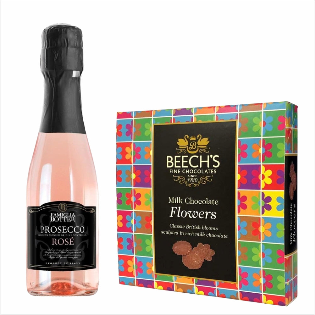 Botter Prosecco Rose 200ml & Milk Chocolate Gift – Delightful Flora