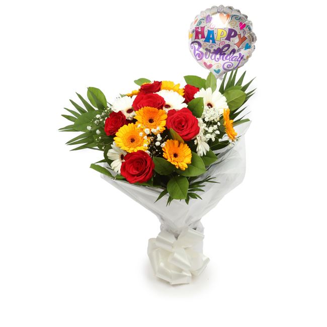 Birthday Balloon & Celebration Bouquet – Delightful Flora